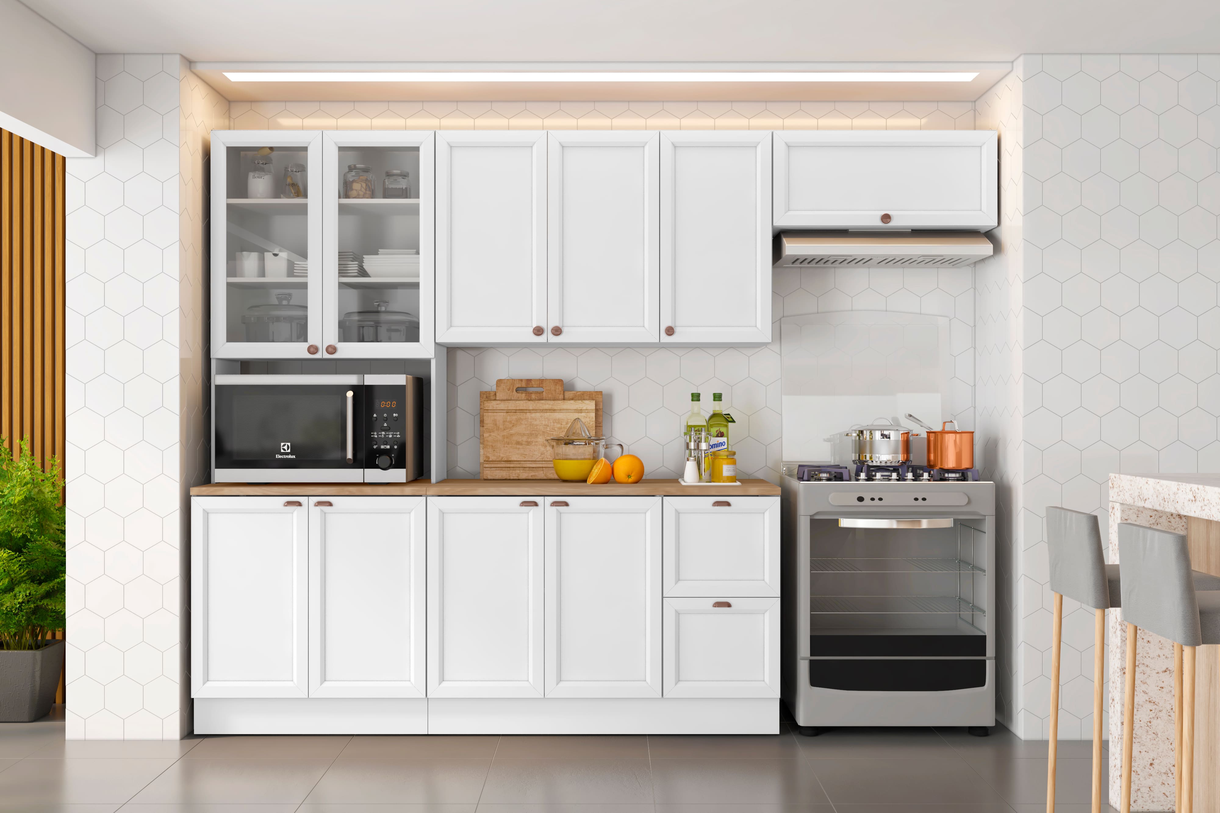 Cozinha Compacta Poliman Unna com 10 Portas, | Ponto