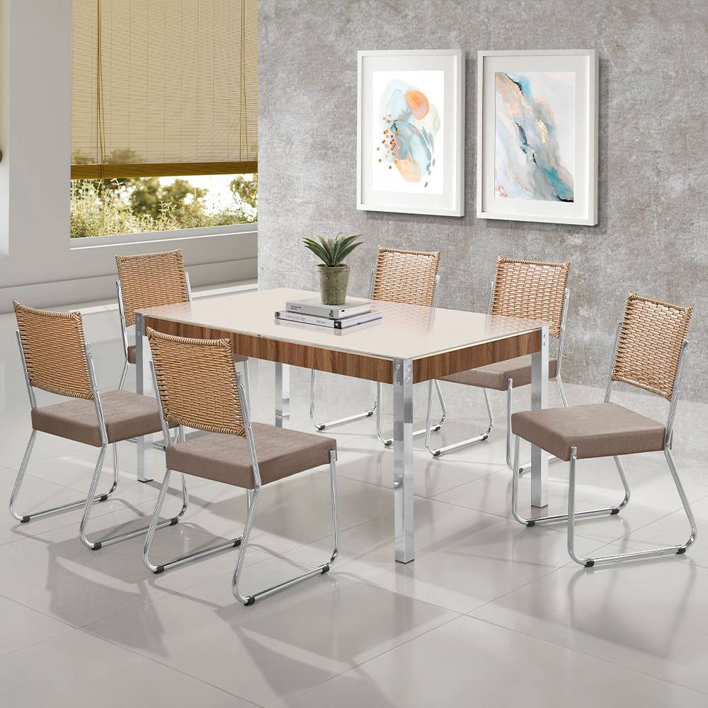 Mesa de Jantar Aço Nobre Claudia com Tampo | Ponto