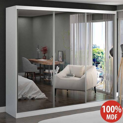 Guarda-Roupa Casal 3 Portas com 3 Espelhos 100% Mdf | Ponto