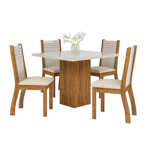 Conjunto Mesa De Jantar Londres com 4 Cadeiras Viero | Ponto Conjunto Mesa De Jantar Londres com 4 Cadeiras Viero | Ponto