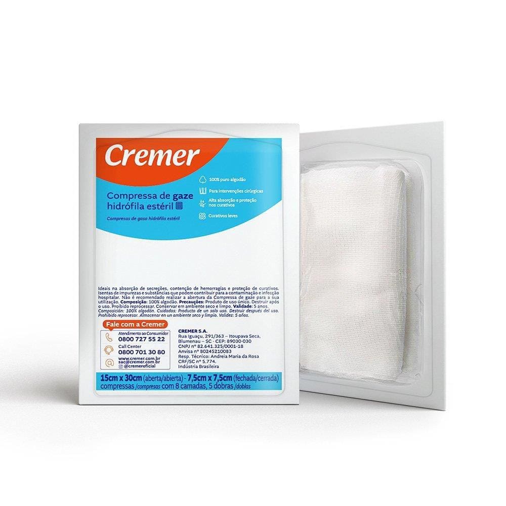 Compressa De Gaze Cremer 11 Fios 7,5X7,5Cm | Ponto