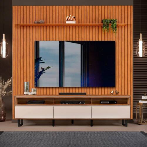 Rack Com Painel Para Sala Tv Até 75 | Ponto