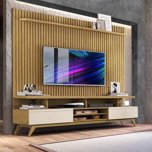 Rack Com Painel Ripado Para TV Até 75 | Ponto