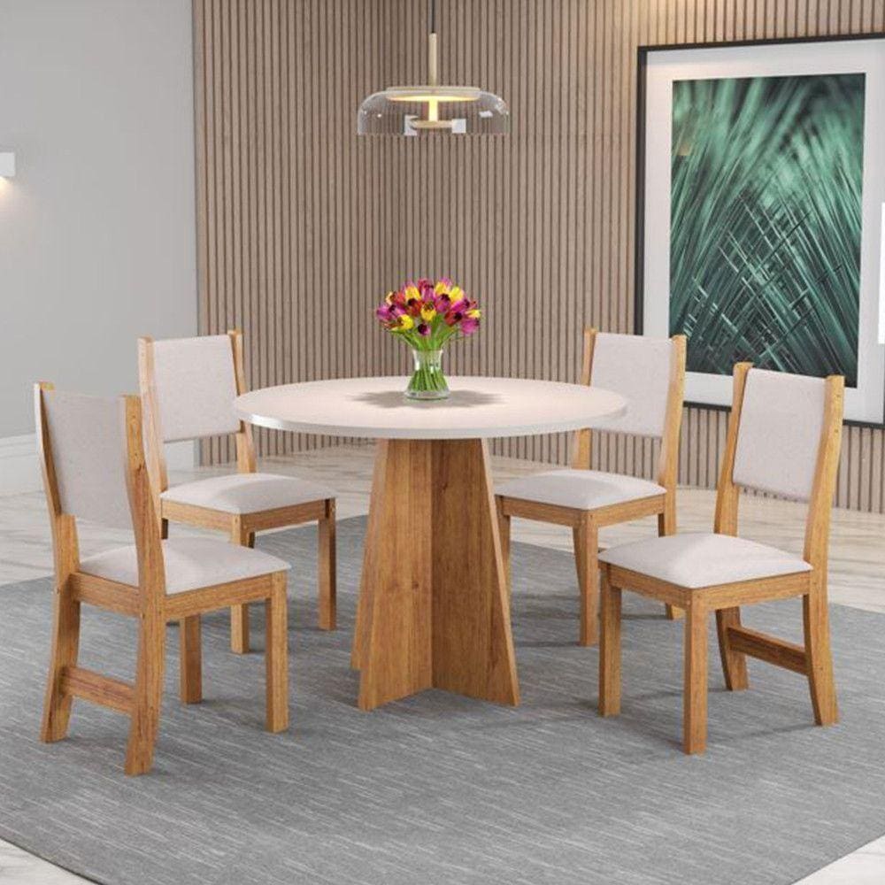 Conjunto De Mesa Redonda Com 4 Cadeiras Mel | Ponto
