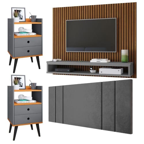 Painel Ripado Freijó Tv 50 Polegadas | Ponto