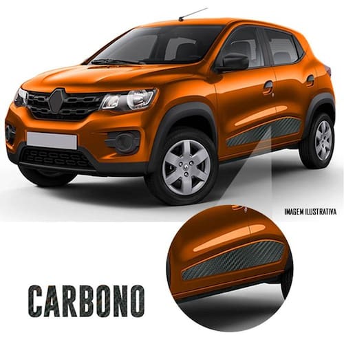 Adesivo Lateral Renault Kwid - Carbono | Ponto