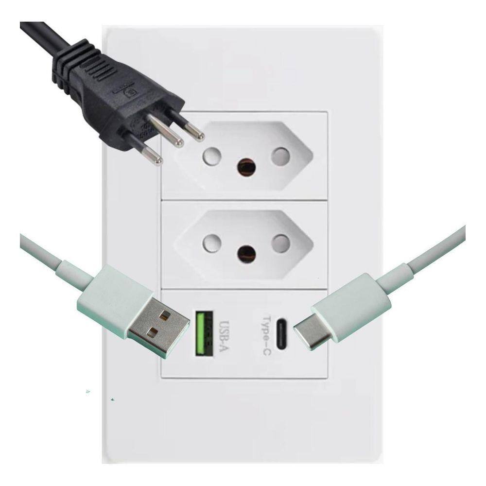 Tomada Dupla Usb-C Celulares Bivolt | Ponto