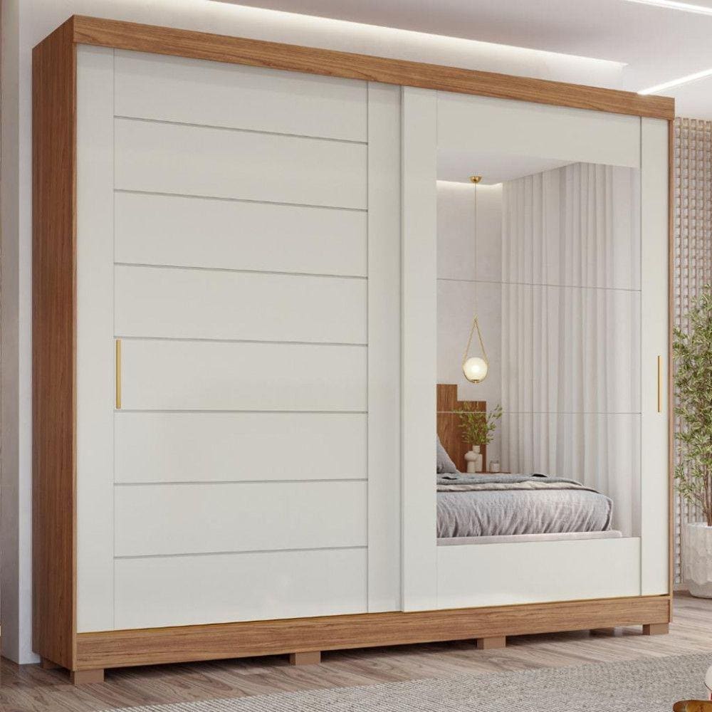 Guarda Roupa Casal com Espelho e Pés 2 Portas | Ponto