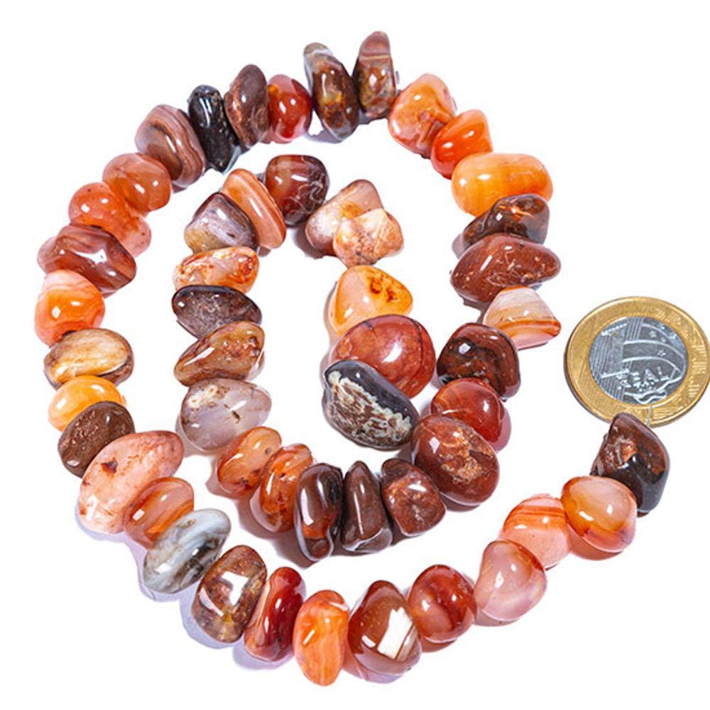 Fio Agata Cornalina Pedra Rolada Furada | Ponto