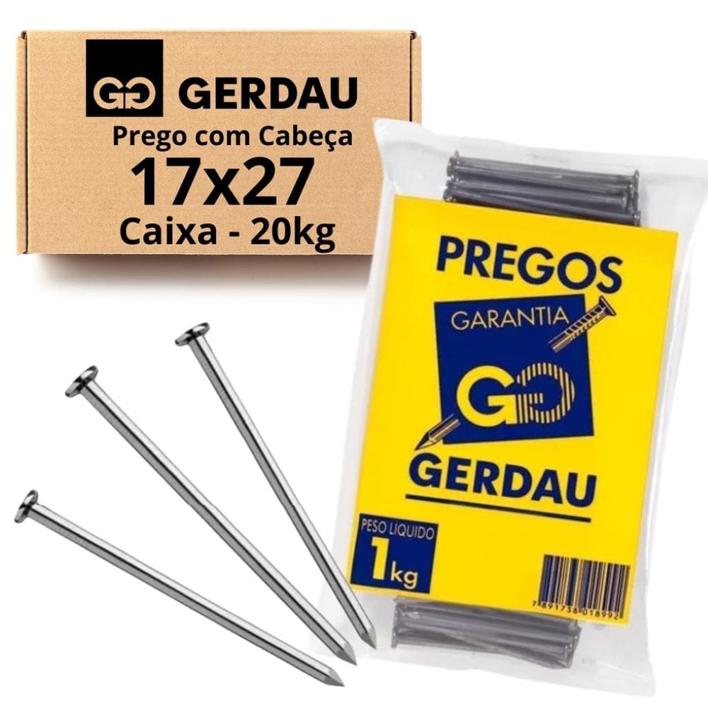 Prego com Cabeça 17x27 Gerdau - Caixa com 20kg | Ponto