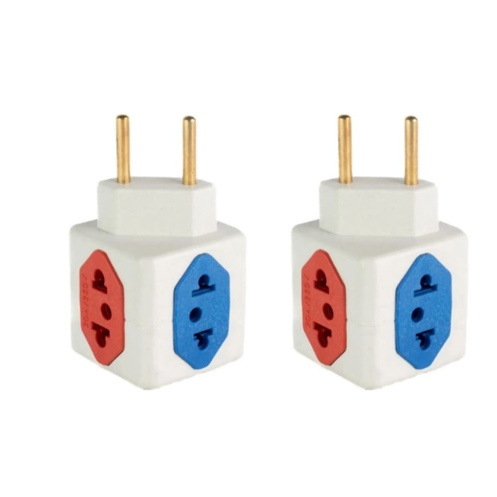 Kit com 2 Adaptador De Tomada Benjamim Power Cubo | Ponto