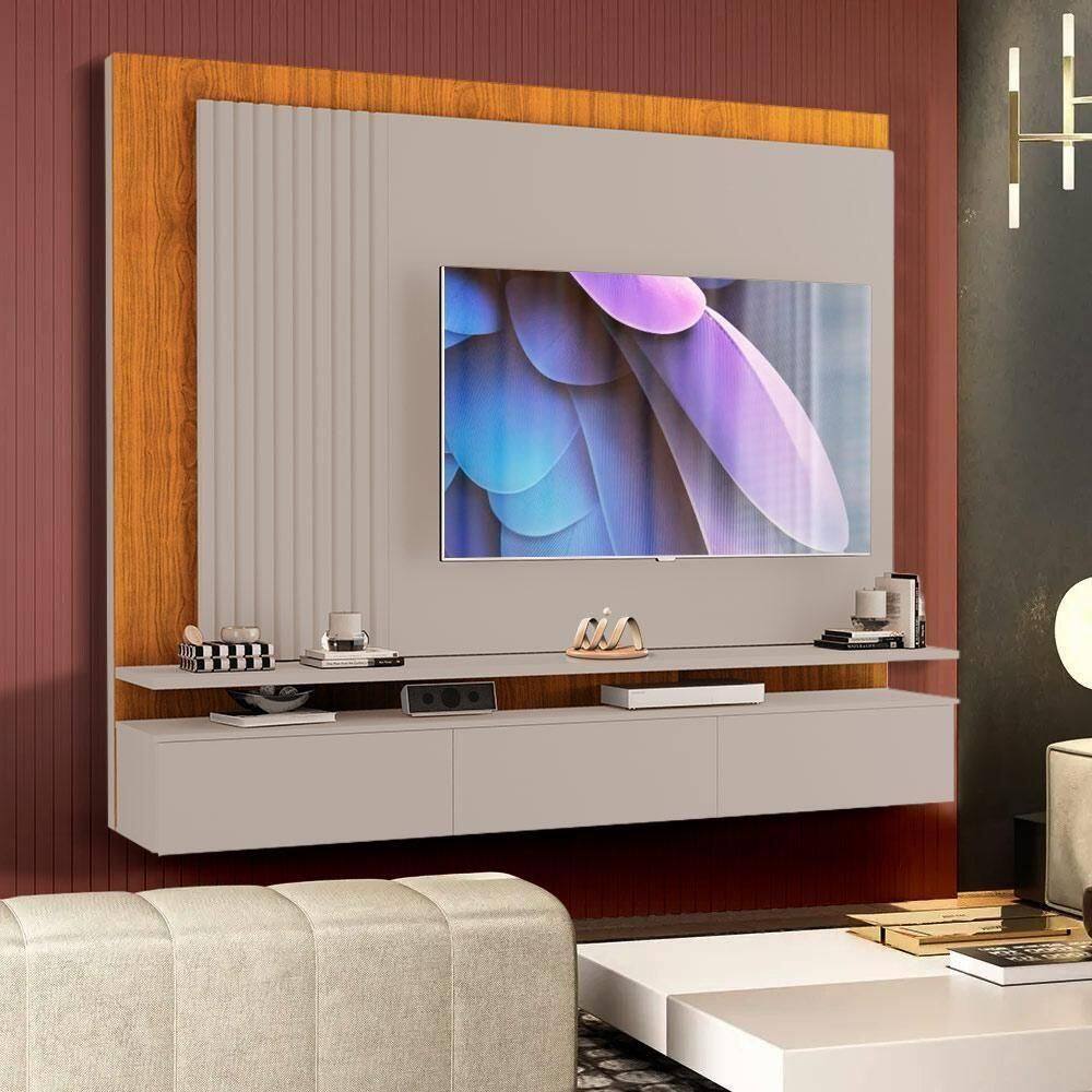 Painel Ripado Com 3 Gavetas Suspenso Para Tv Até | Ponto