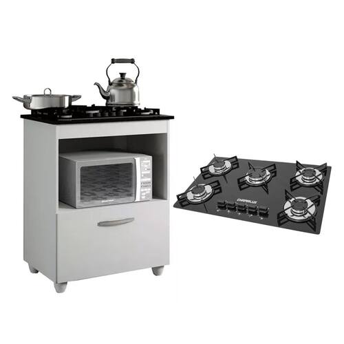 Kit Balcão Cooktop Cozinha Salvia Branco | Ponto