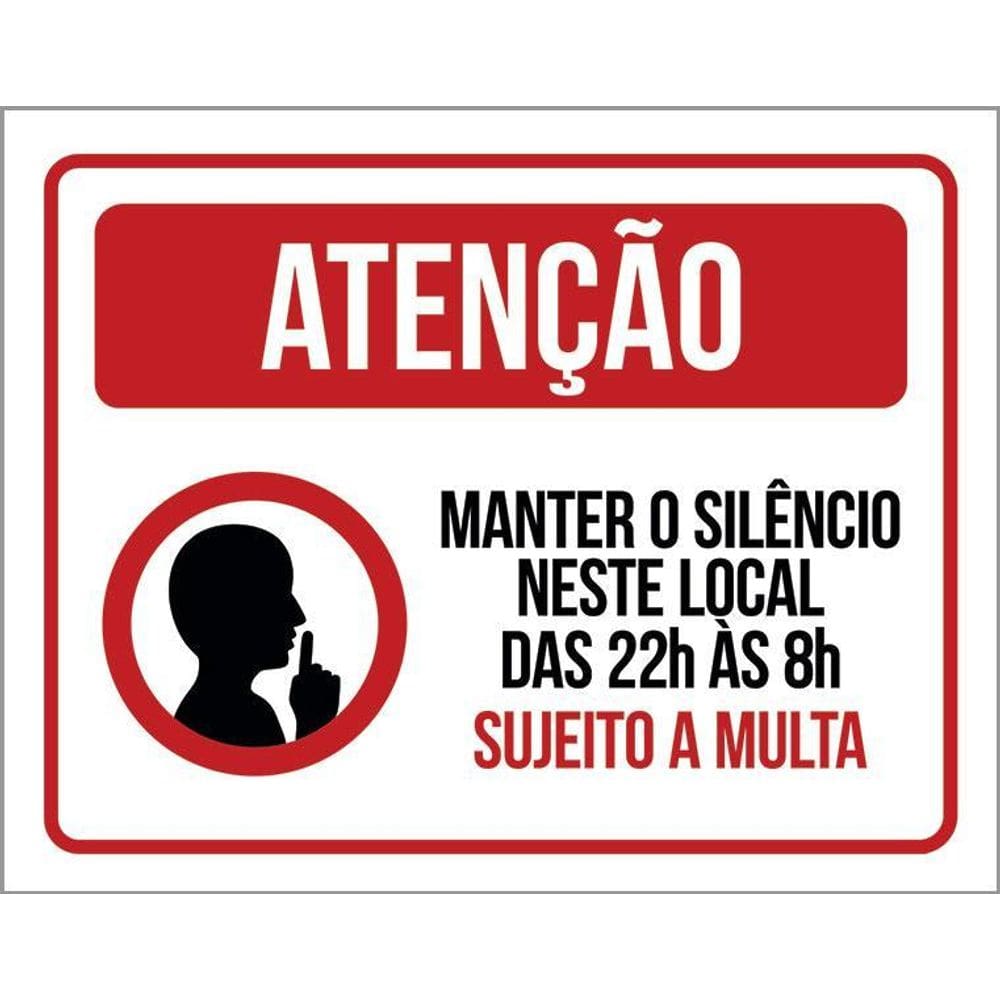 Kit 3 Placas Atenção Mantenha Silêncio Neste | Ponto