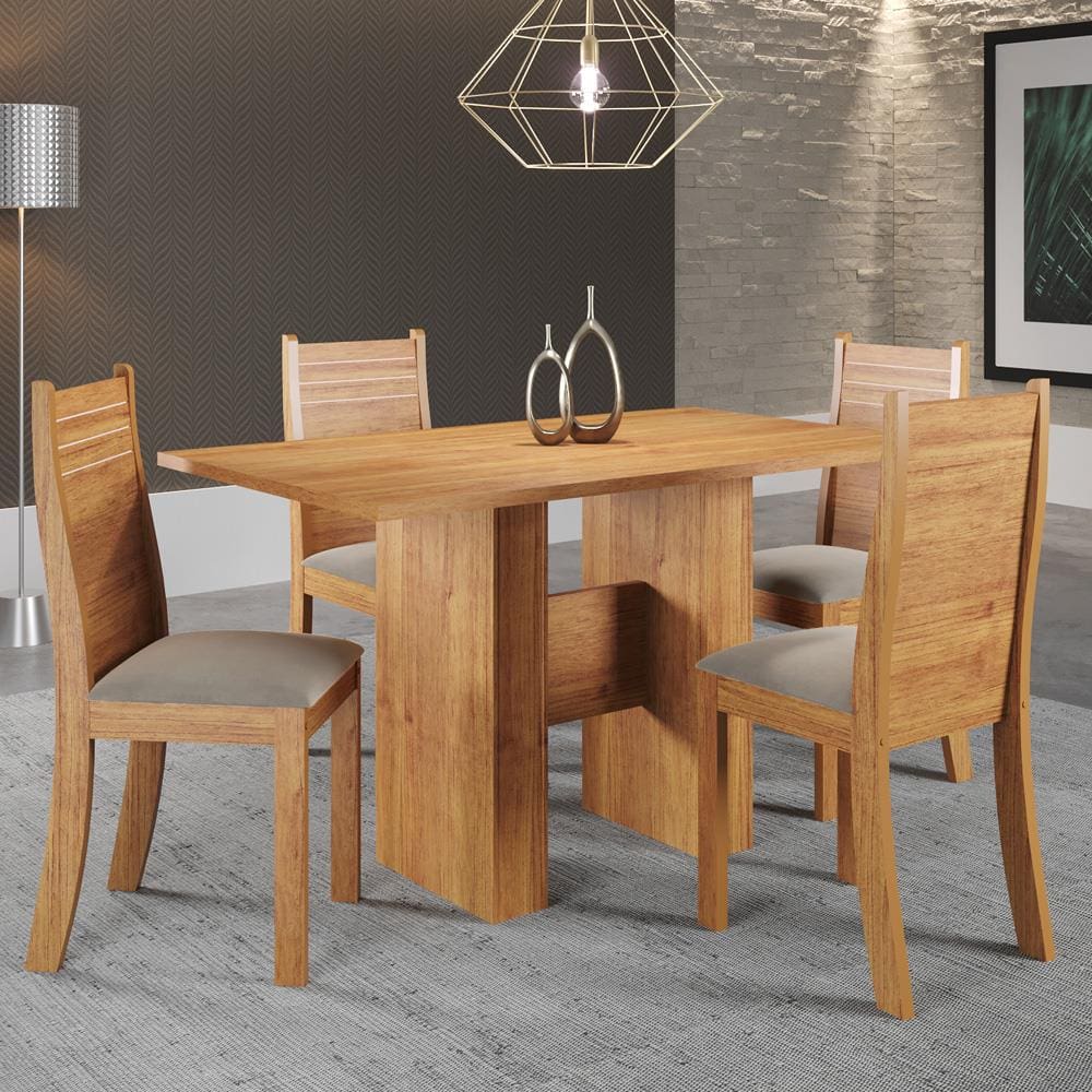 Mesa de Jantar Retangular Viero Carmen com 4 Cadeiras | Ponto